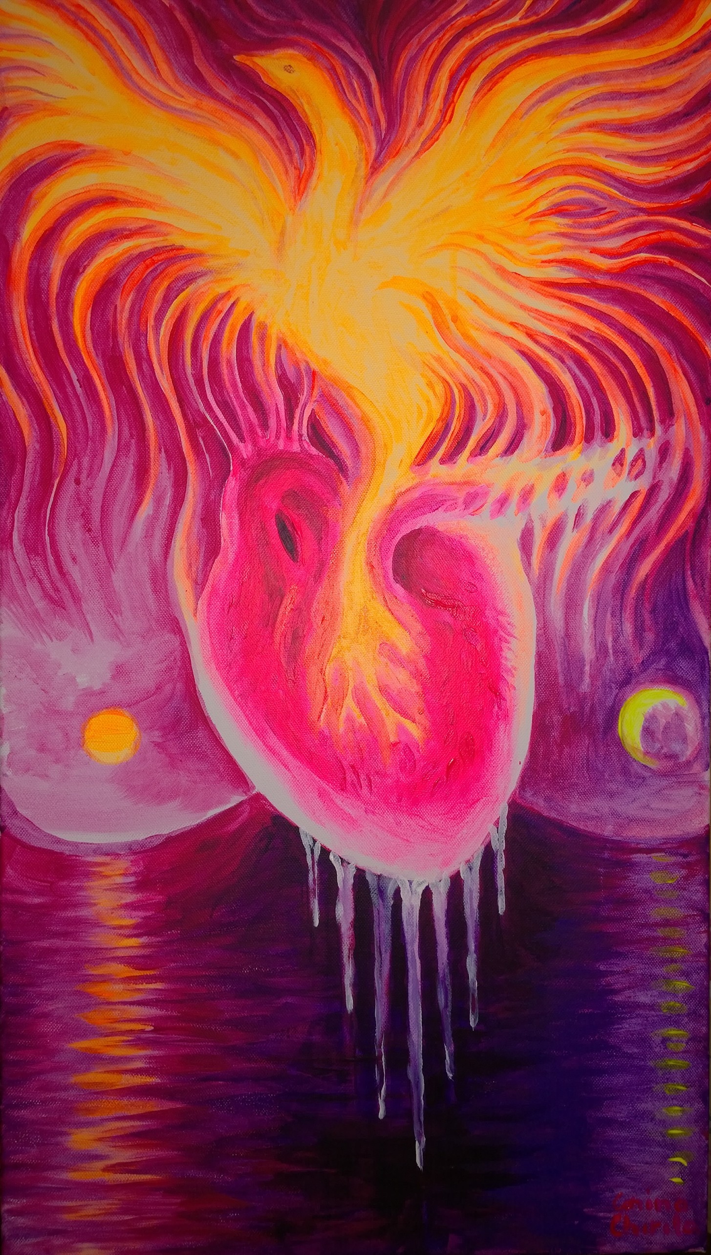 Pasarea Phoenix renascand din inima inghetata – Desene si picturi de ...