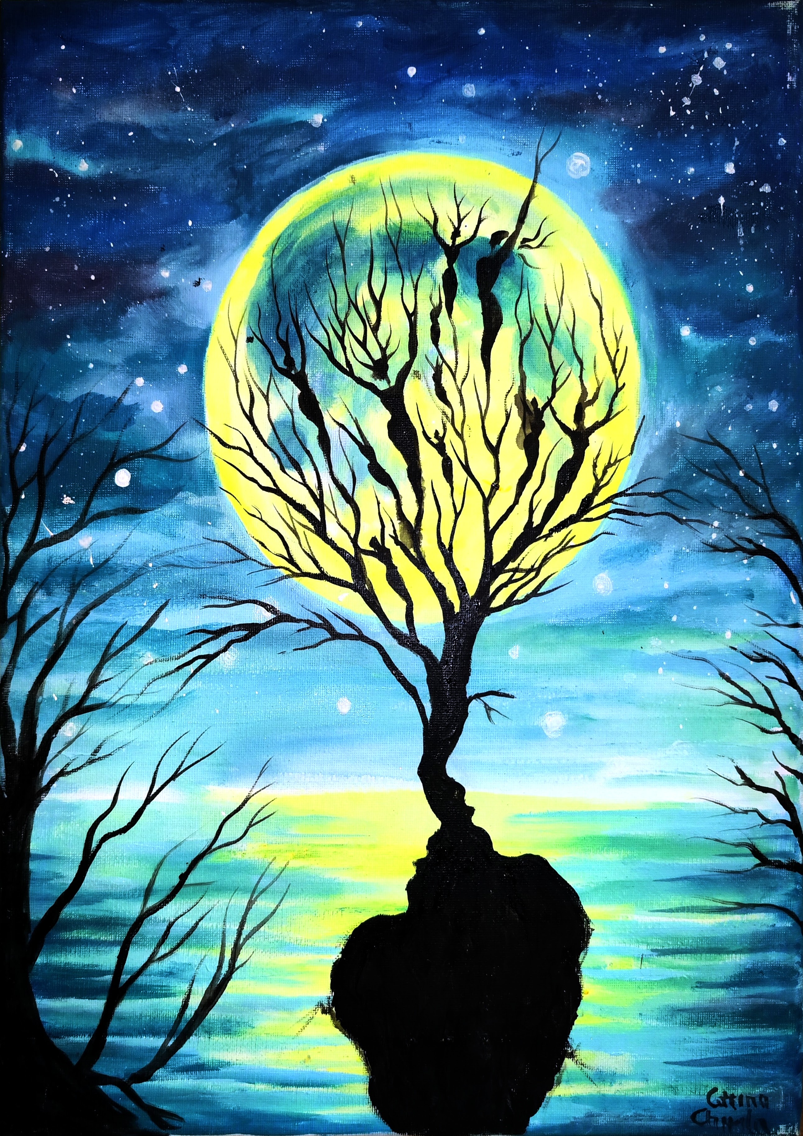Arborele iubirii si luna – Desene si picturi de Corina Chirila