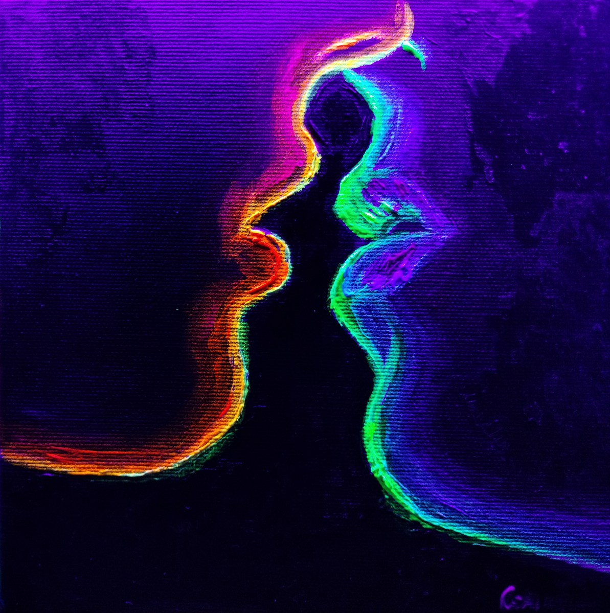Sarutul, pictura fluoresenta in lumina UV – Desene si picturi de Corina ...