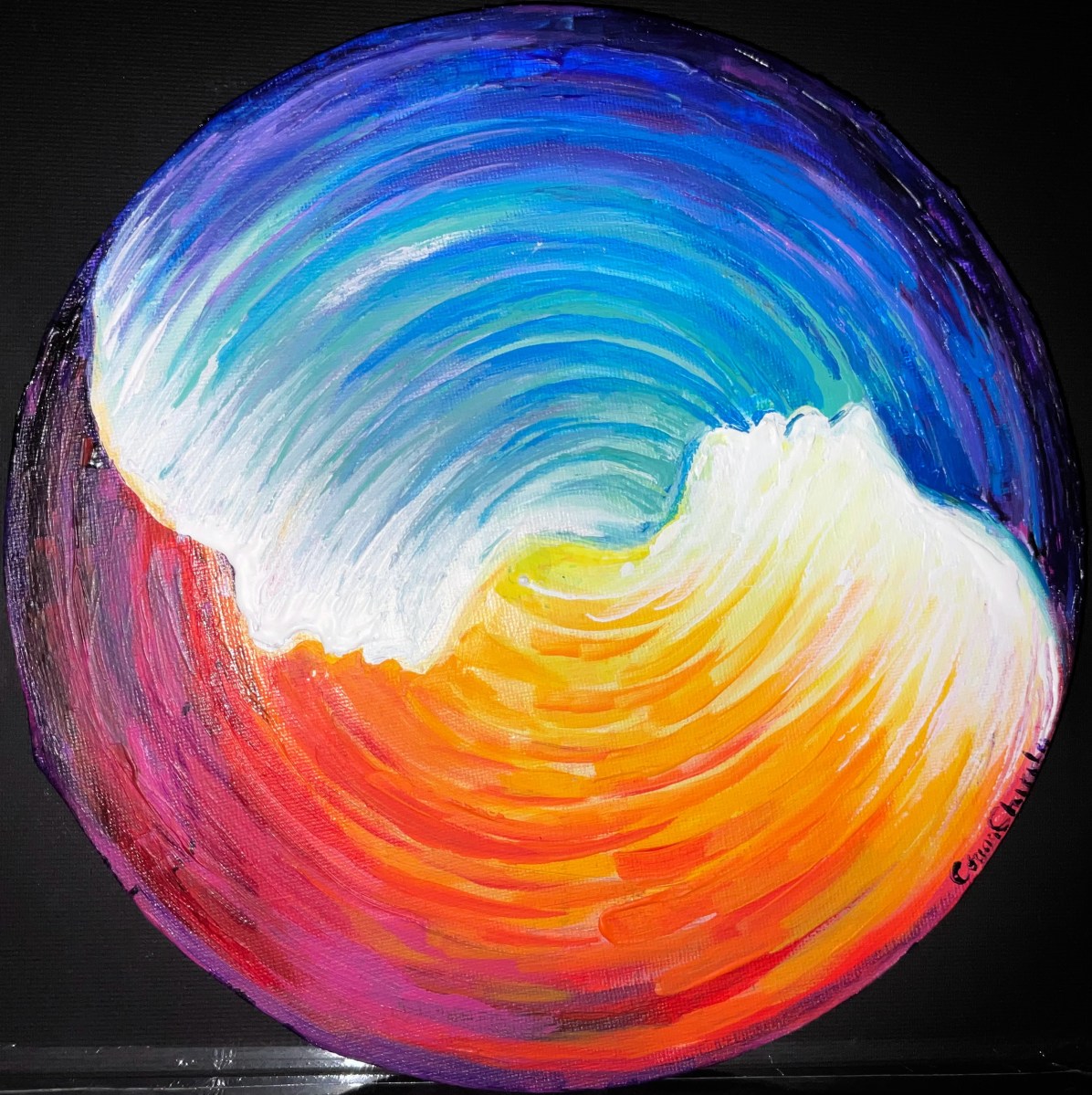 Energii complementare, pictura pe panza rotunda – Desene si picturi de ...